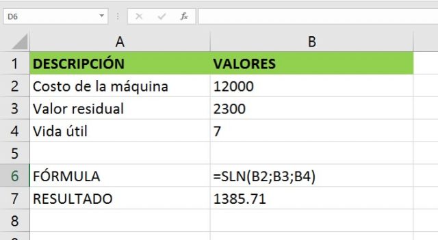Función SLN - Excel Básico - Excel-2win